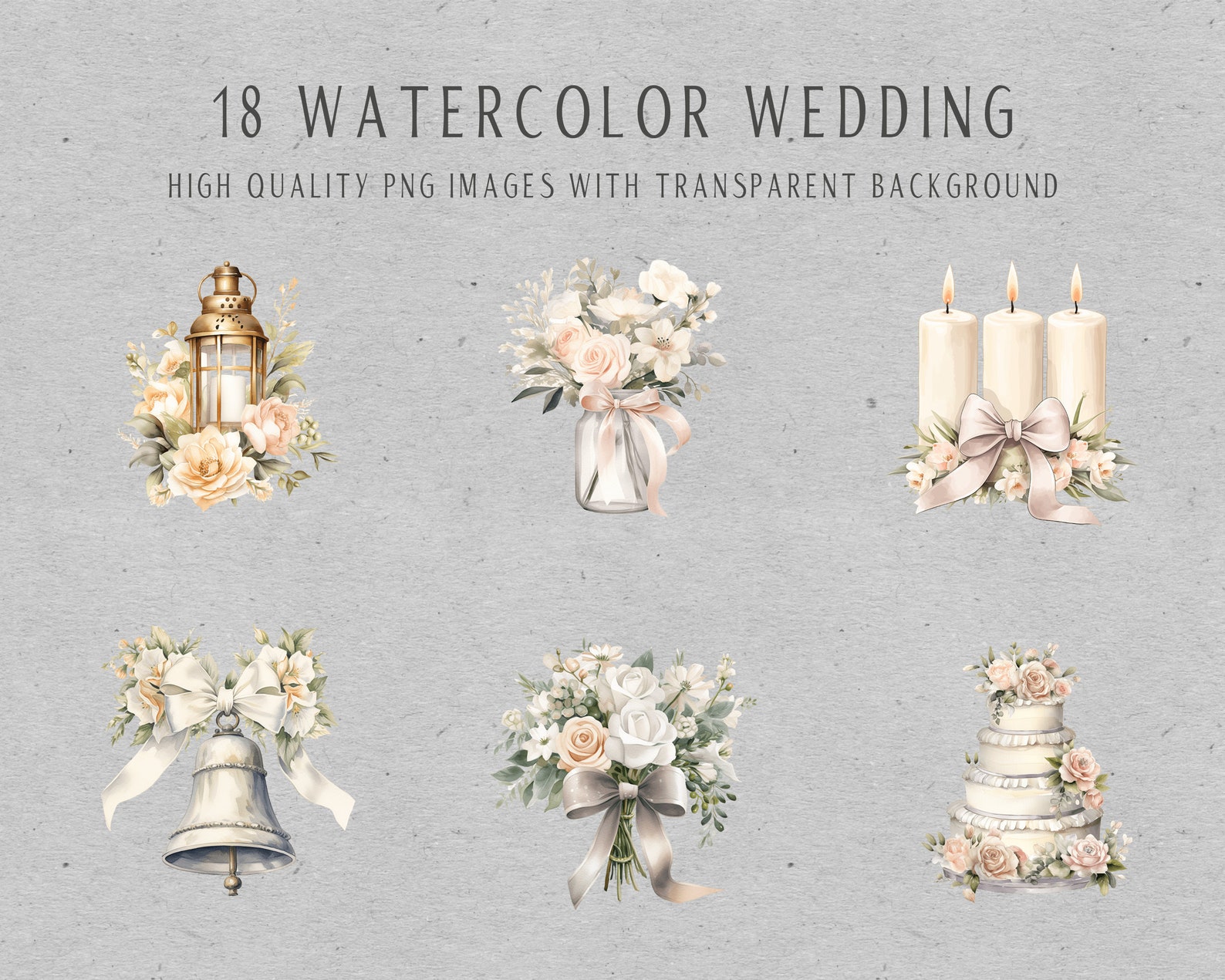 Watercolor Wedding Clip Art Set 24 Pieces, 300 Dpi - Etsy