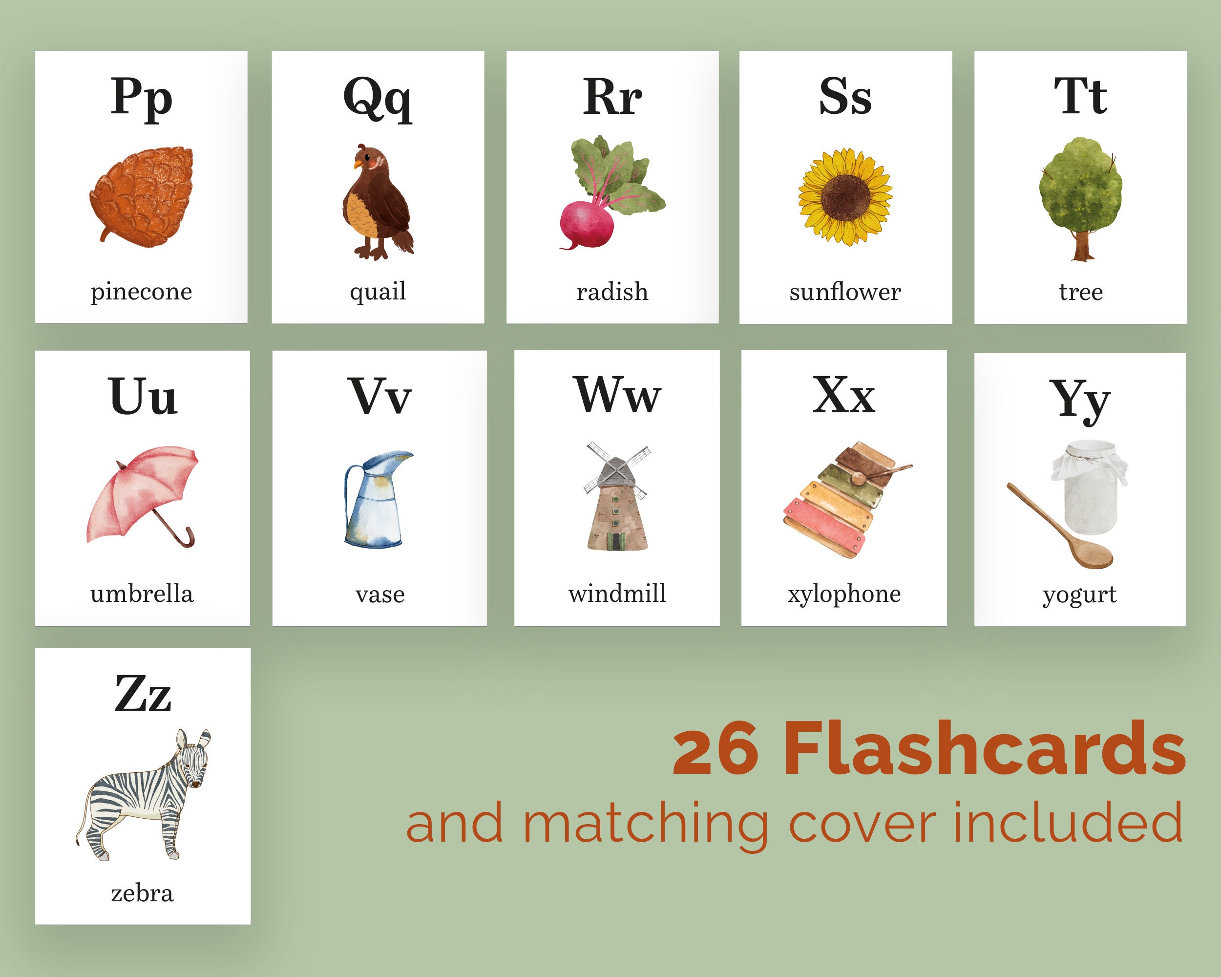 Natural Life Alphabet Cards Homeschool Printable ABC Wall Art Nursery ...