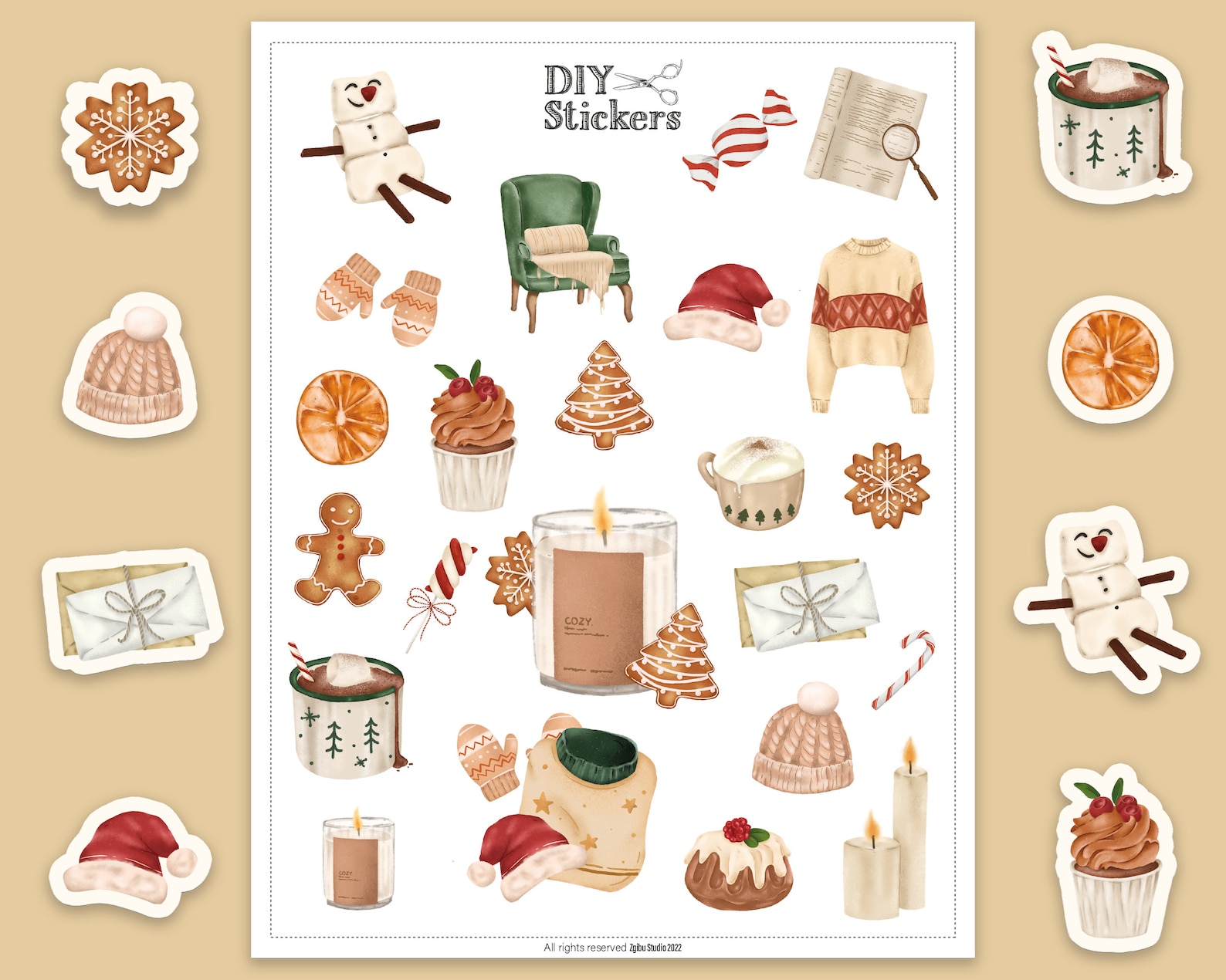 Winter Sticker Set Printable Sticker Sheet DIY Prints - Etsy