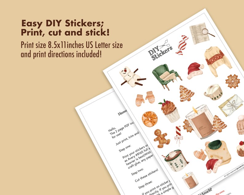 Winter Sticker Set Printable Sticker Sheet DIY Prints Cozy Christmas ...