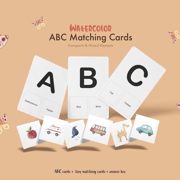 Alphabet Matching Flash Cards - Etsy