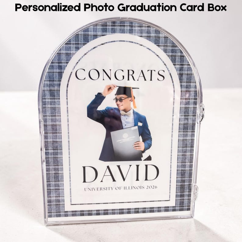 Personalized Graduation Card Box With Photo | Arch Acrylic Grad Gift ...