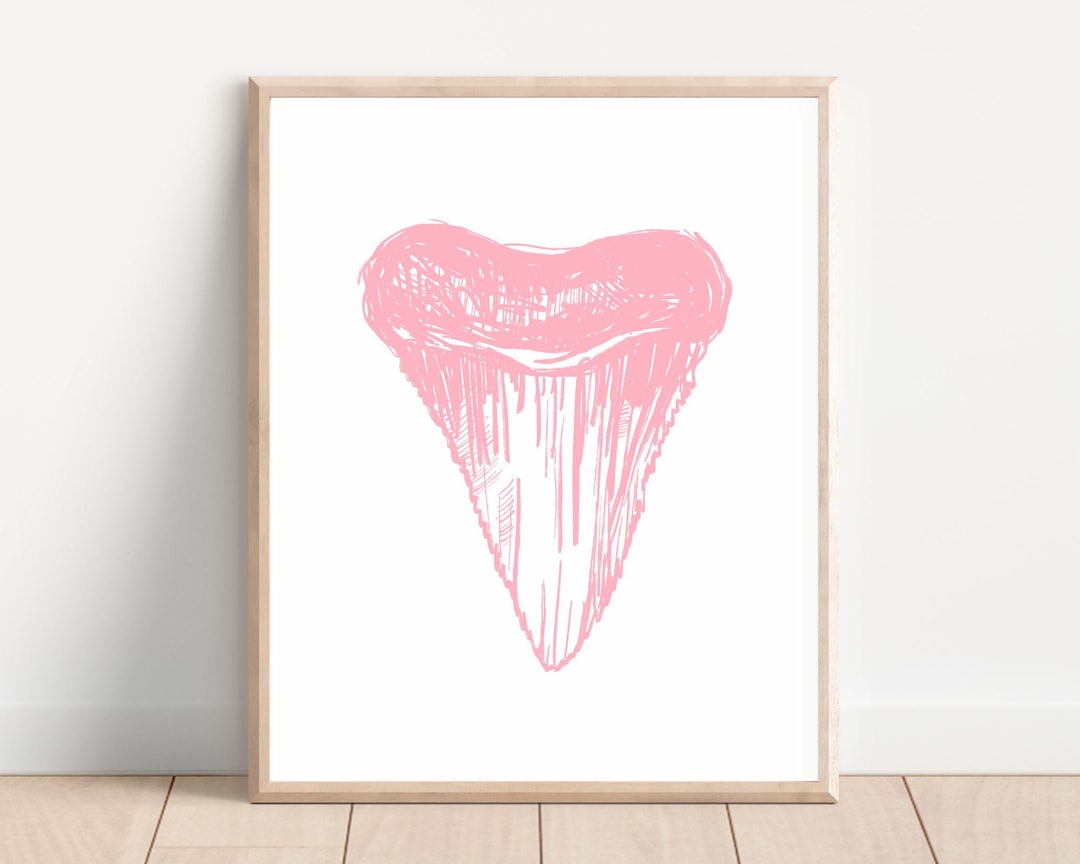 Shark Tooth Print, Surf Minimalist Line Art, East Coast Wall Art ...