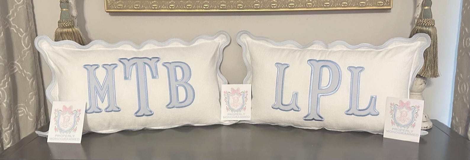 Personalized Applique Name Pillow: Scallop Edge Nursery Decor - Etsy