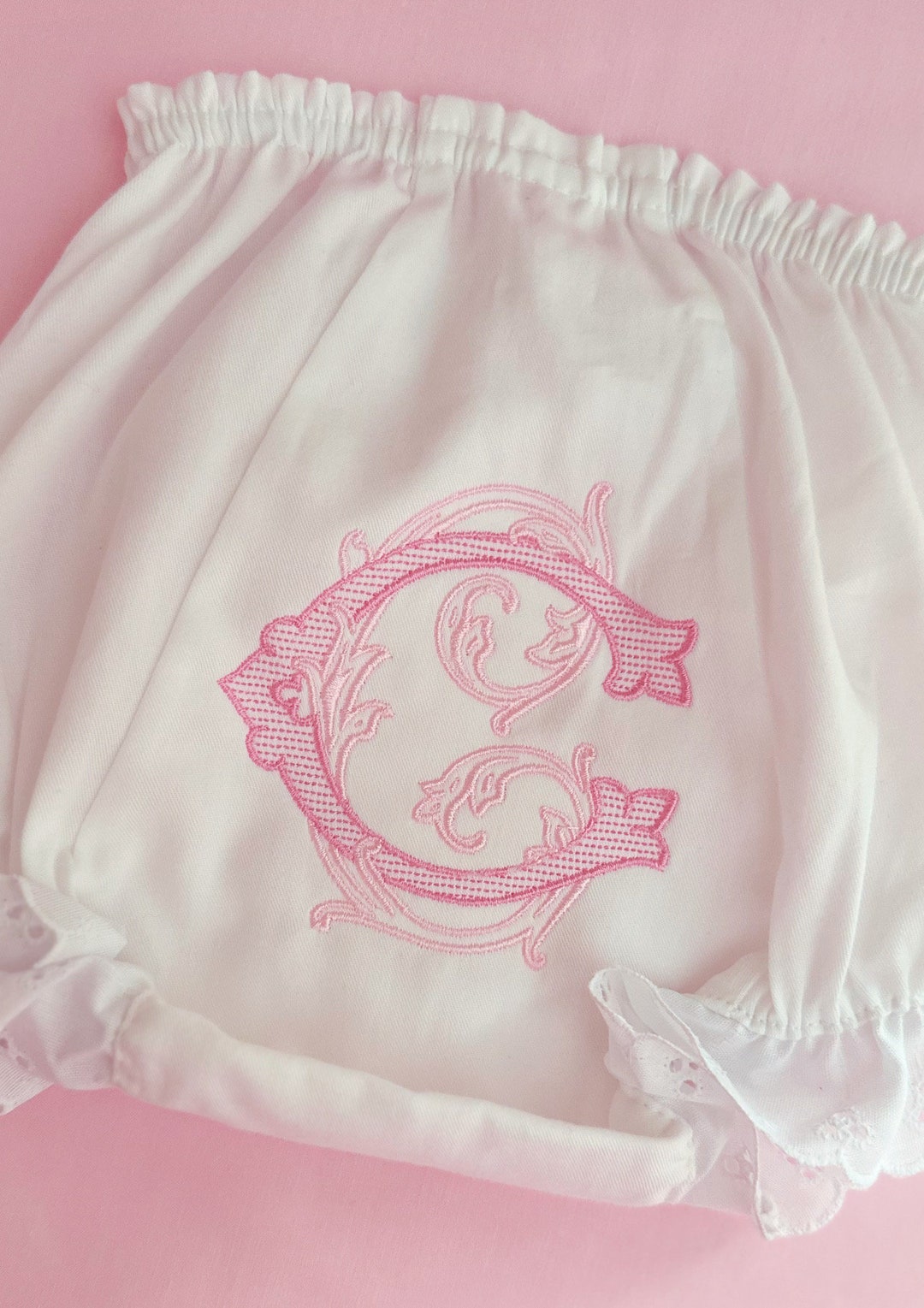 Monogram Baby Girl Bloomers: White Cotton Eyelet Diaper Cover - Etsy