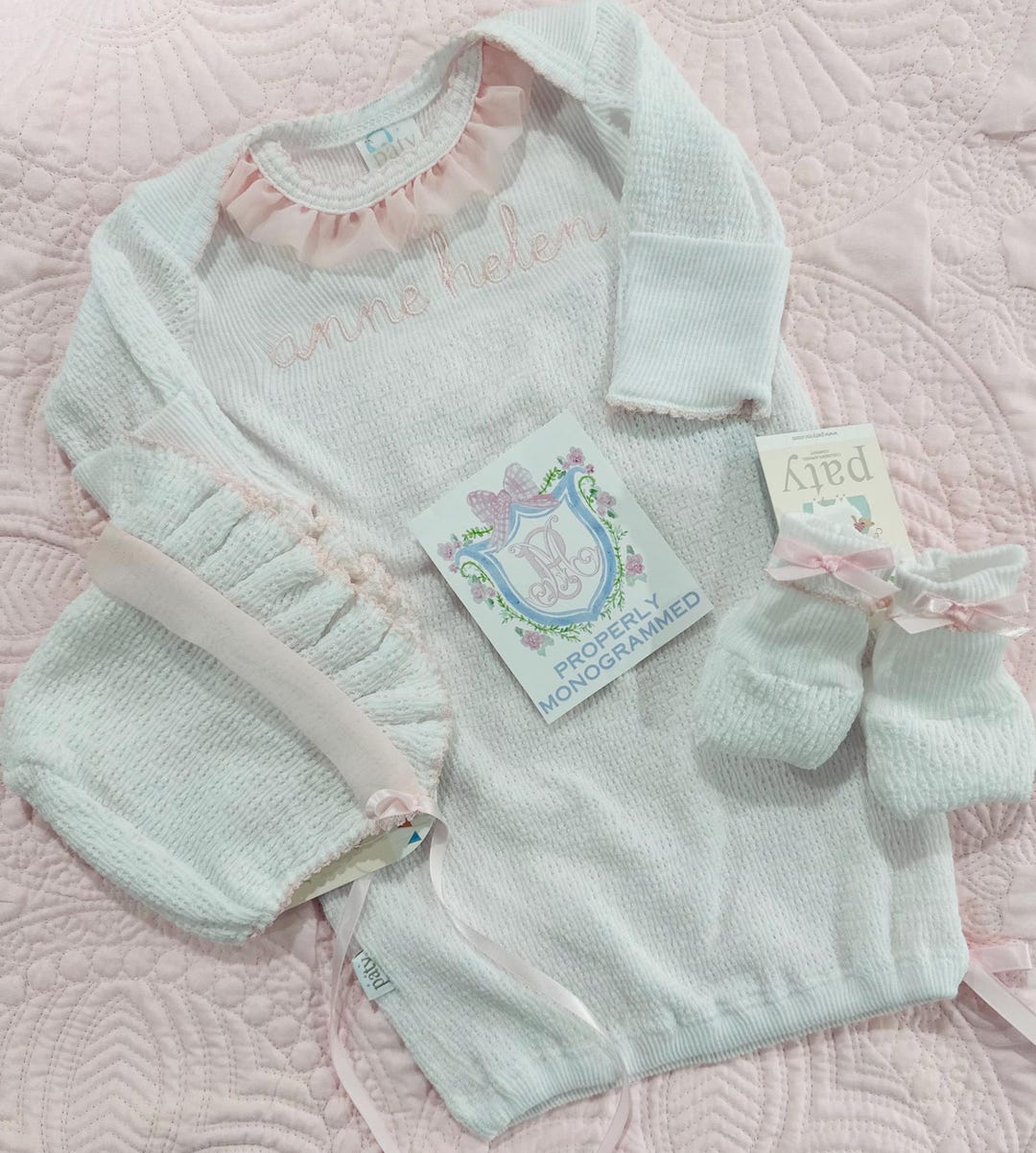 Monogrammed Baby Girl Gown: Paty Layette, Girls Coming Home Outfit - Etsy