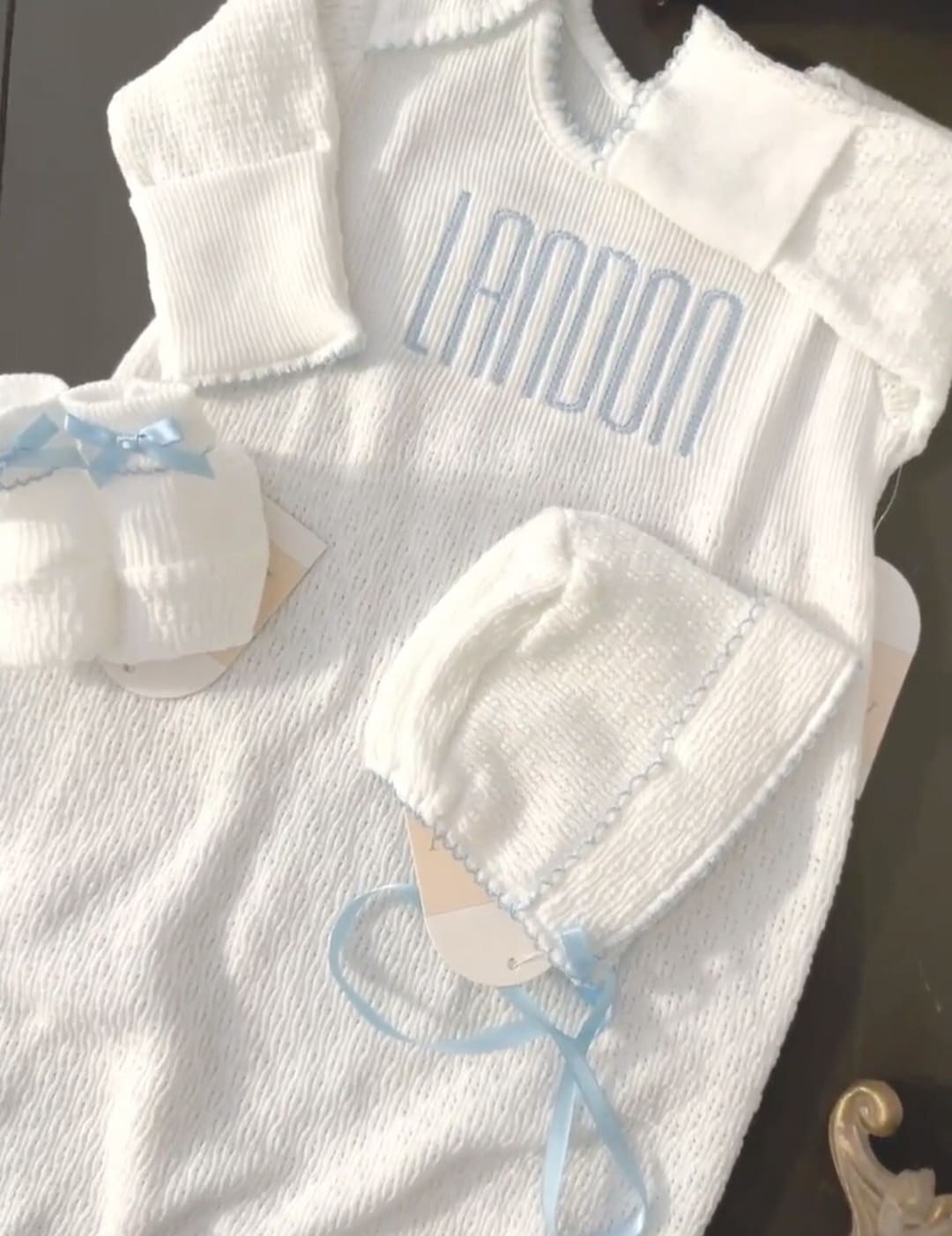 Paty Baby Gown /bonnet/ Booties/ Hat/ Monogram Boy Gown/ Boys Coming ...