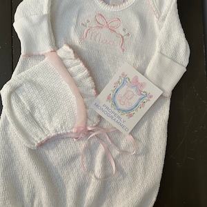 Monogram Baby Gown, Bonnet, or Booties: Personalized Newborn Outfit ...