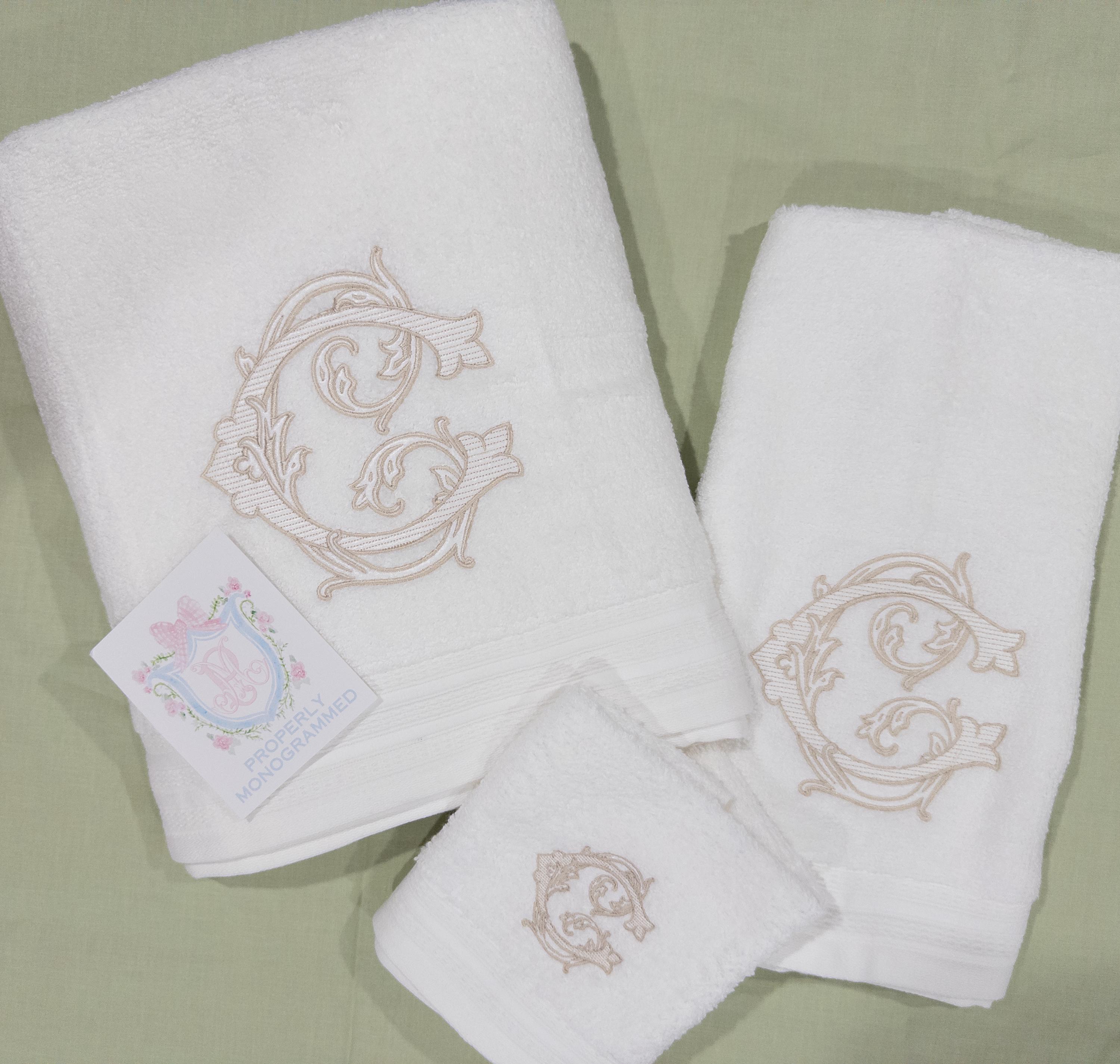 Monogrammed Towel or Set: Personalized Bath & Hand Towel, Bathroom ...