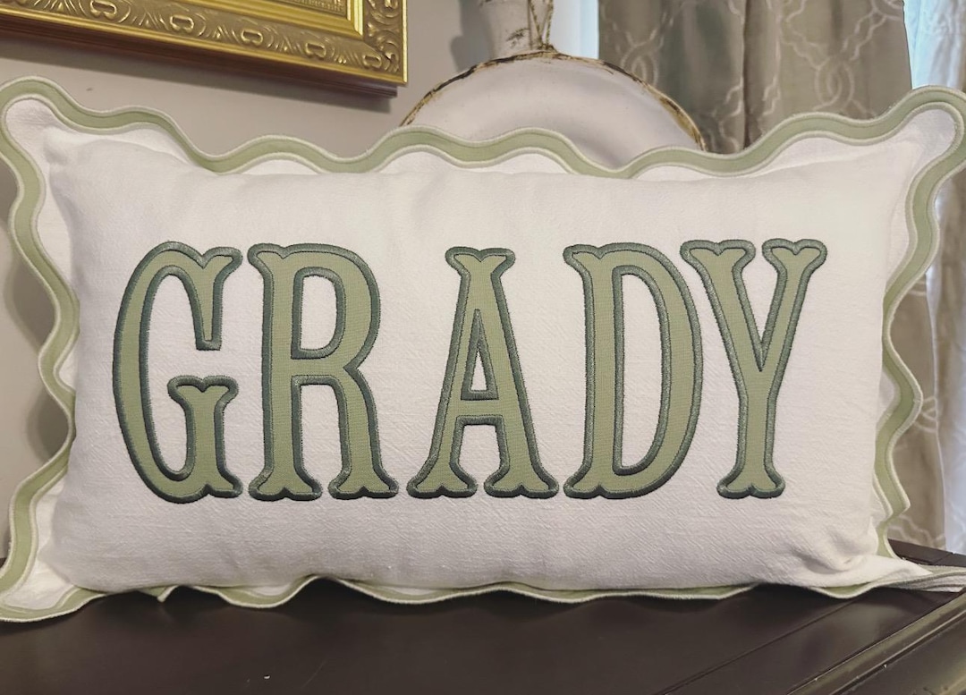 Personalized Applique Name Pillow: Scallop Edge Nursery Decor - Etsy