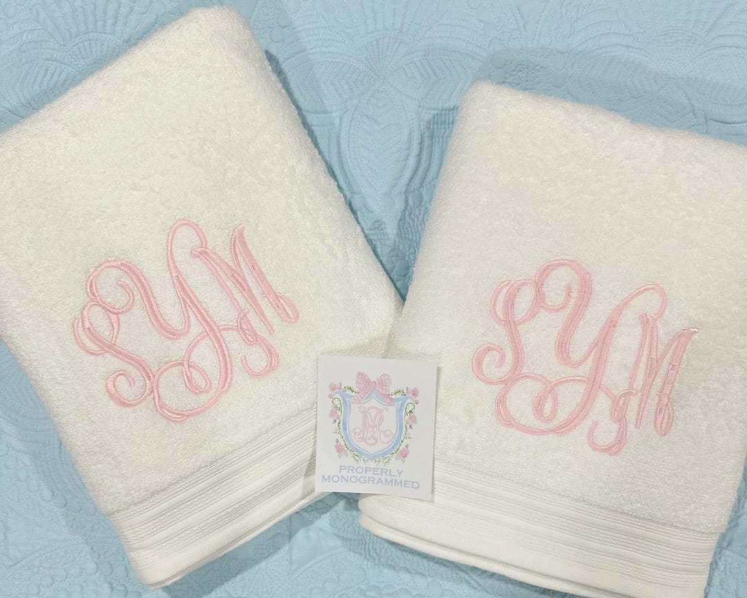 Monogram Bath Towel or Set: Embroidered Hand Towel, Bathroom Decor - Etsy