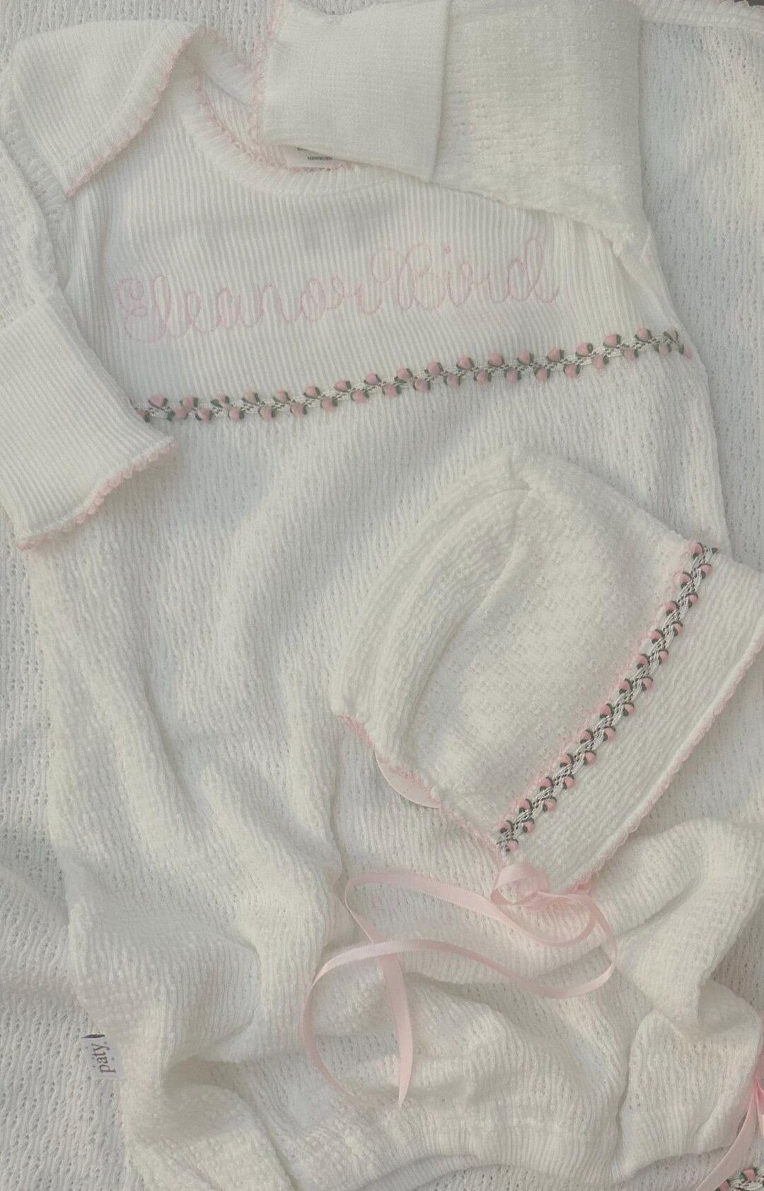 Monogram Baby Girl Gown Set: Bonnet, Booties, Blanket - Newborn Gift - Etsy