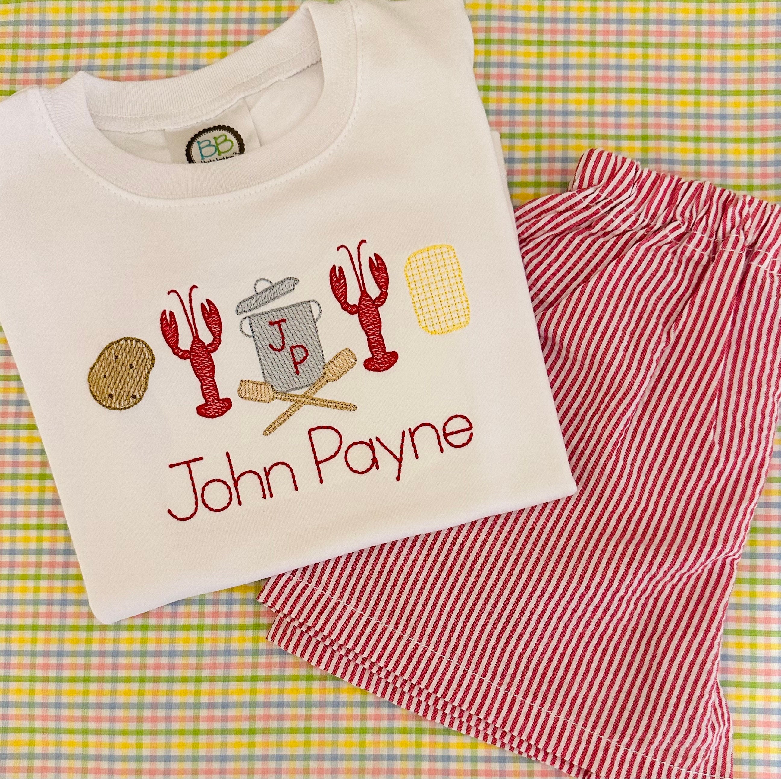 Boys Cajun Crawfish Boil Shirt| Embroidered Mudbug Outfit, Boy Crawfish ...