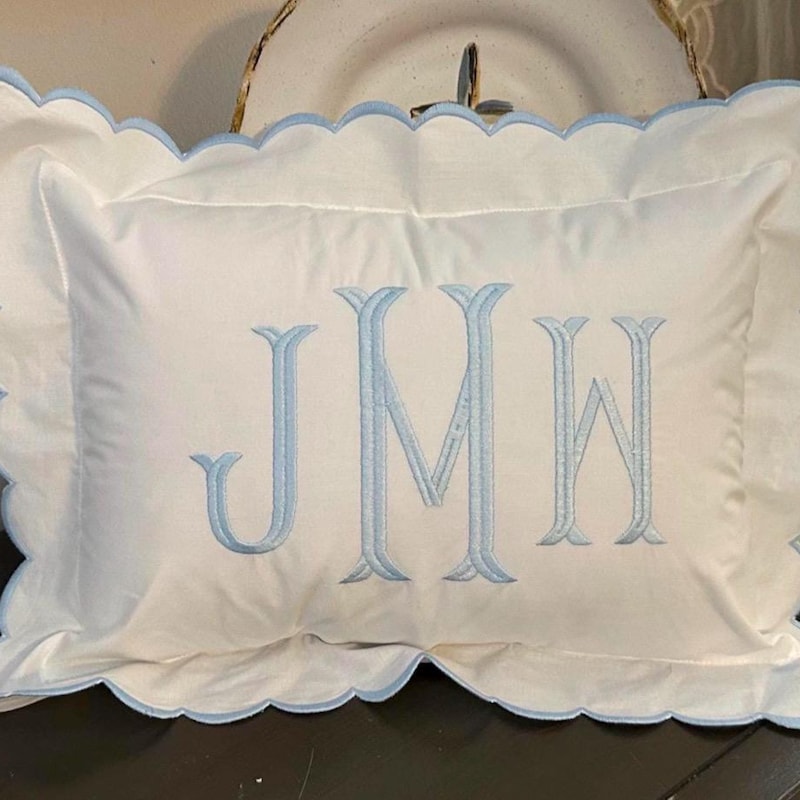 Scalloped Pillow Blue - Etsy