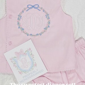 Girls Monogram Diaper Set: Personalized Cotton Coming Home Outfit - Etsy