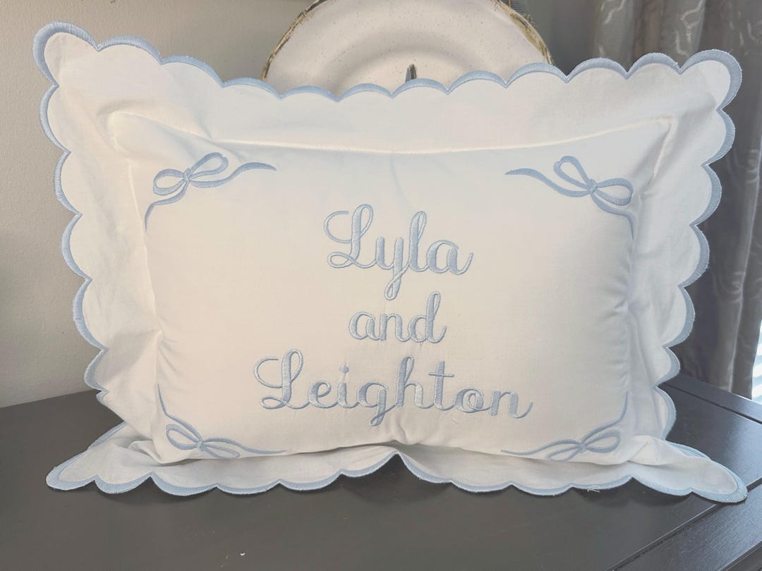 Personalized Scallop Pillow, Monogram Nursery Pillow, Personalized Baby ...