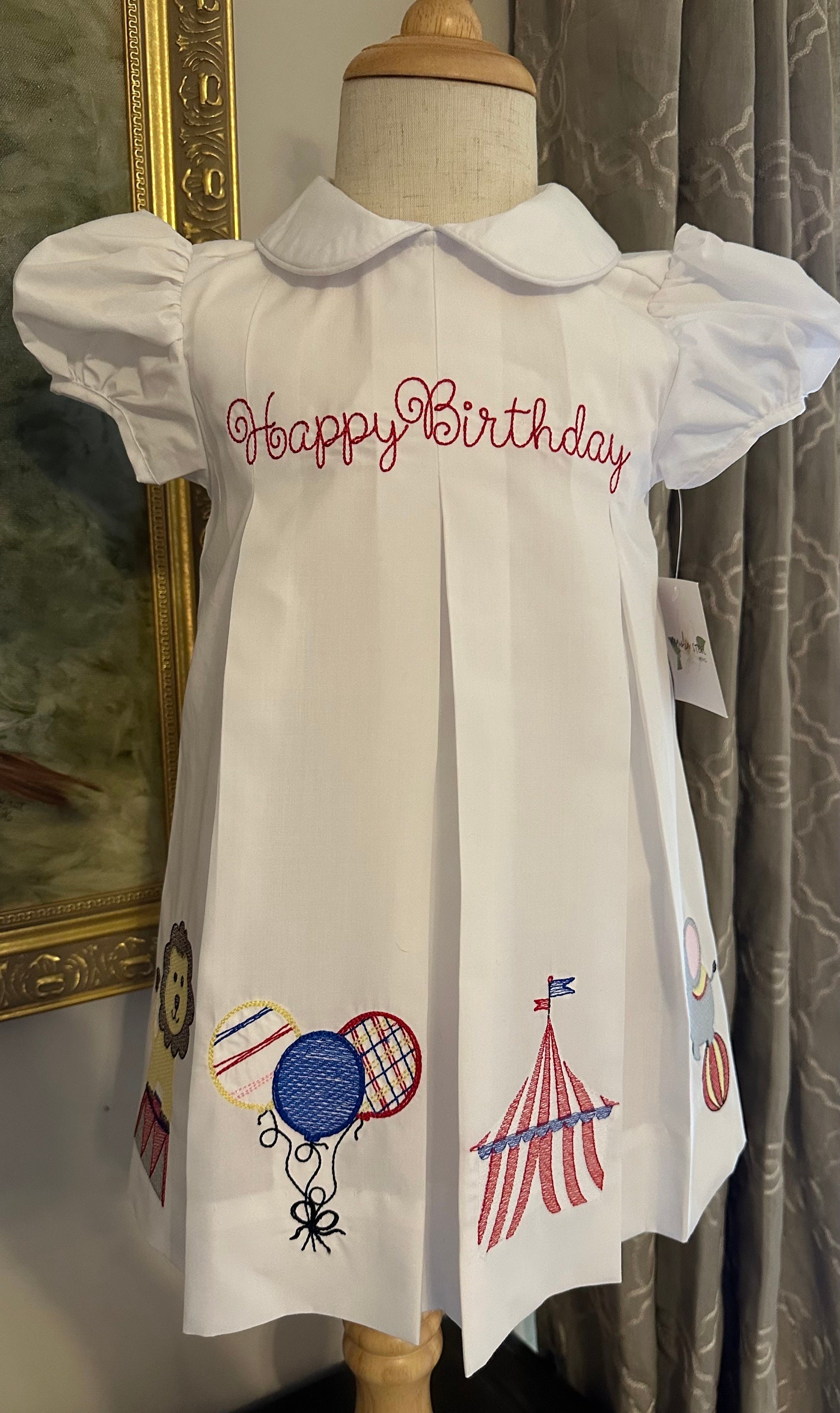 Carnival Embroider Pleat Dress / Circus Embroidery Pleat Dress, Pleat ...