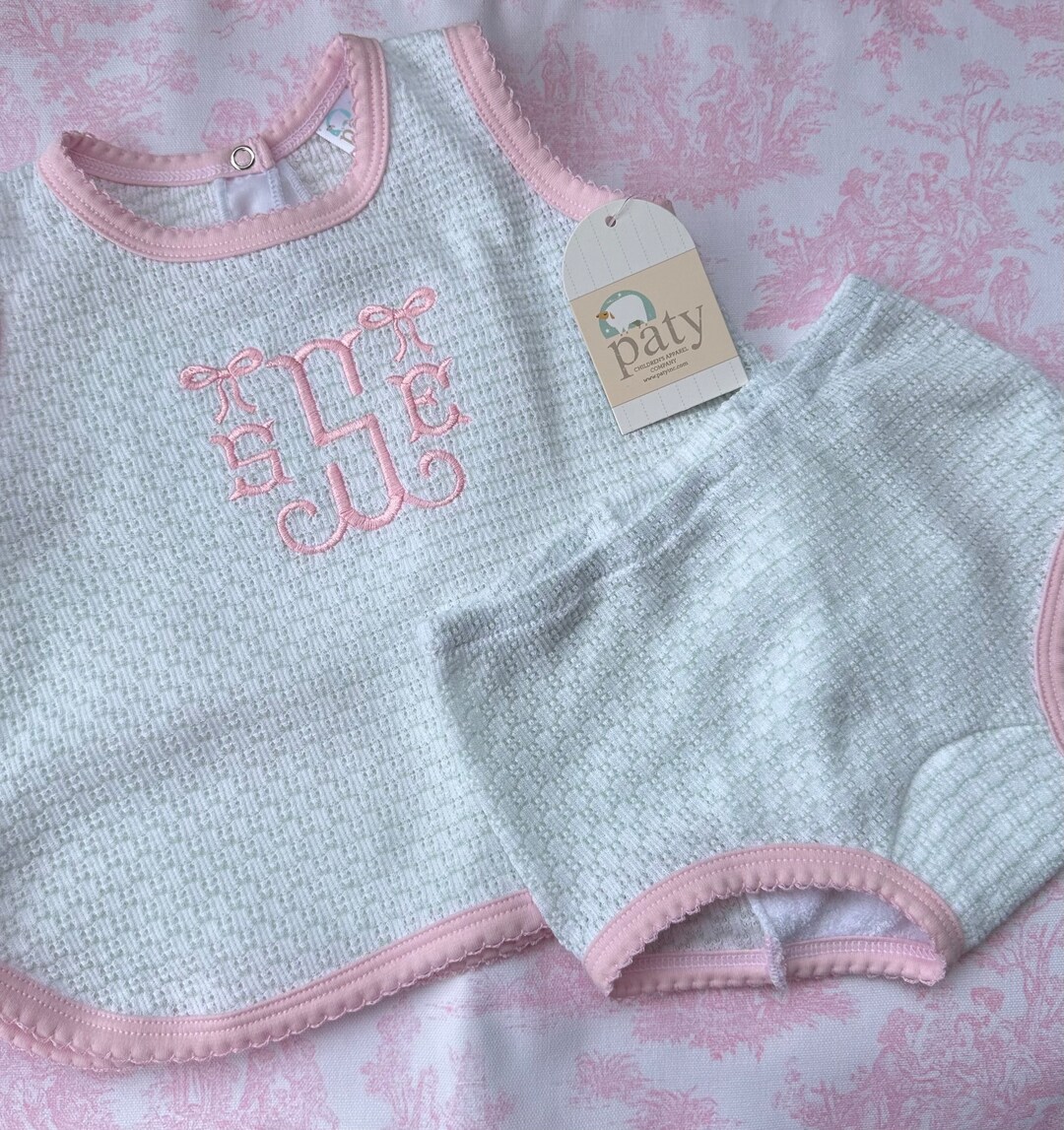 Paty Outfit / Baby Girl Hospital Home Outfit /monogrammed Diaper Set ...