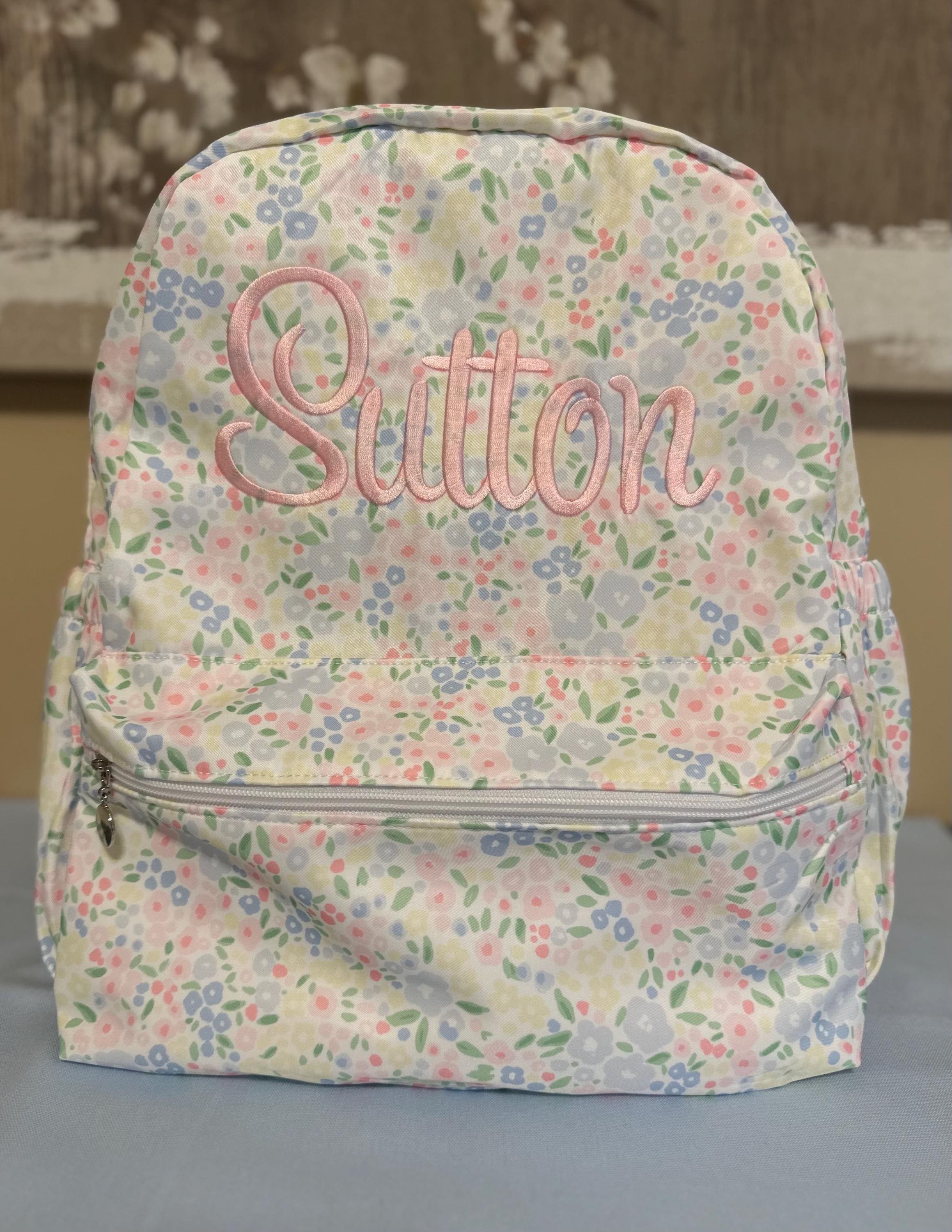 Girls Monogrammed Nylon Backpack Set: Embroidered School Bag, Lunchbox ...