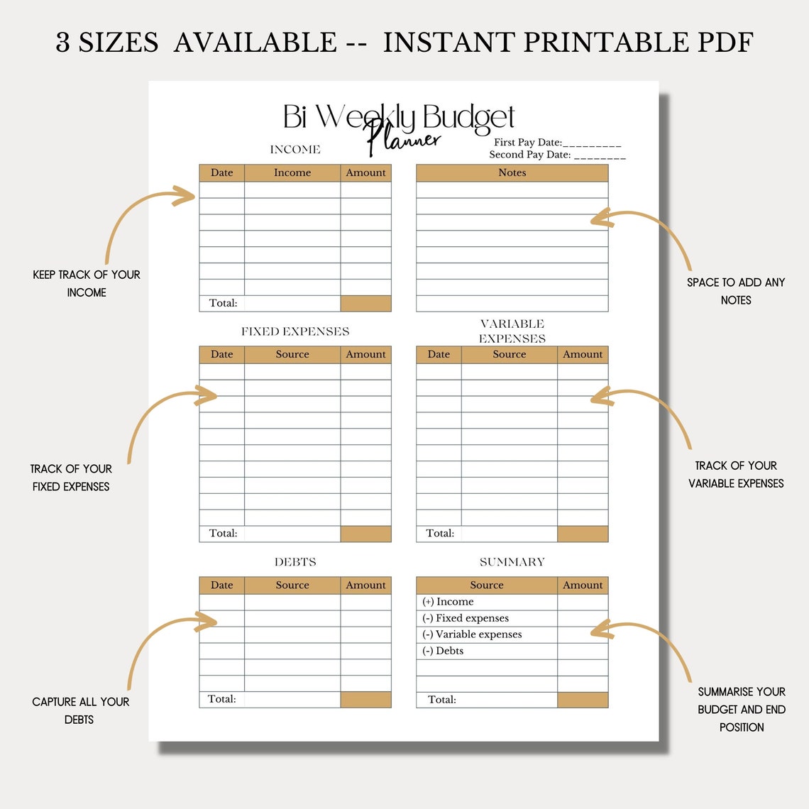Bi-weekly Budget Template Printable,paycheck Budget Printable,digital ...