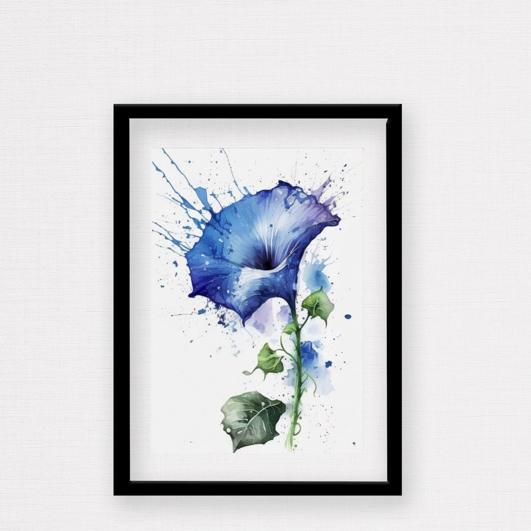 Watercolor Blue Morning Glory Floral Print, Morning Glory Printable Art ...