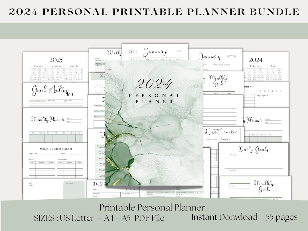 2024 Personal Printable Planner, Personal Planner Bundle, Daily, Weekly ...