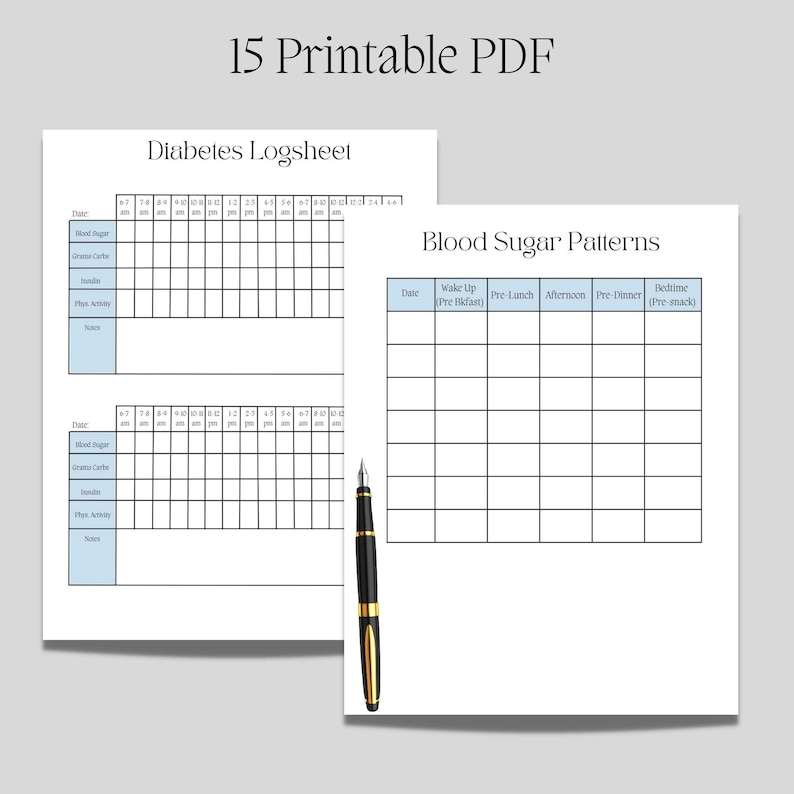 Blood Sugar Tracker, Weekly Diabetes Tracker, Carbohydrate Guide ...