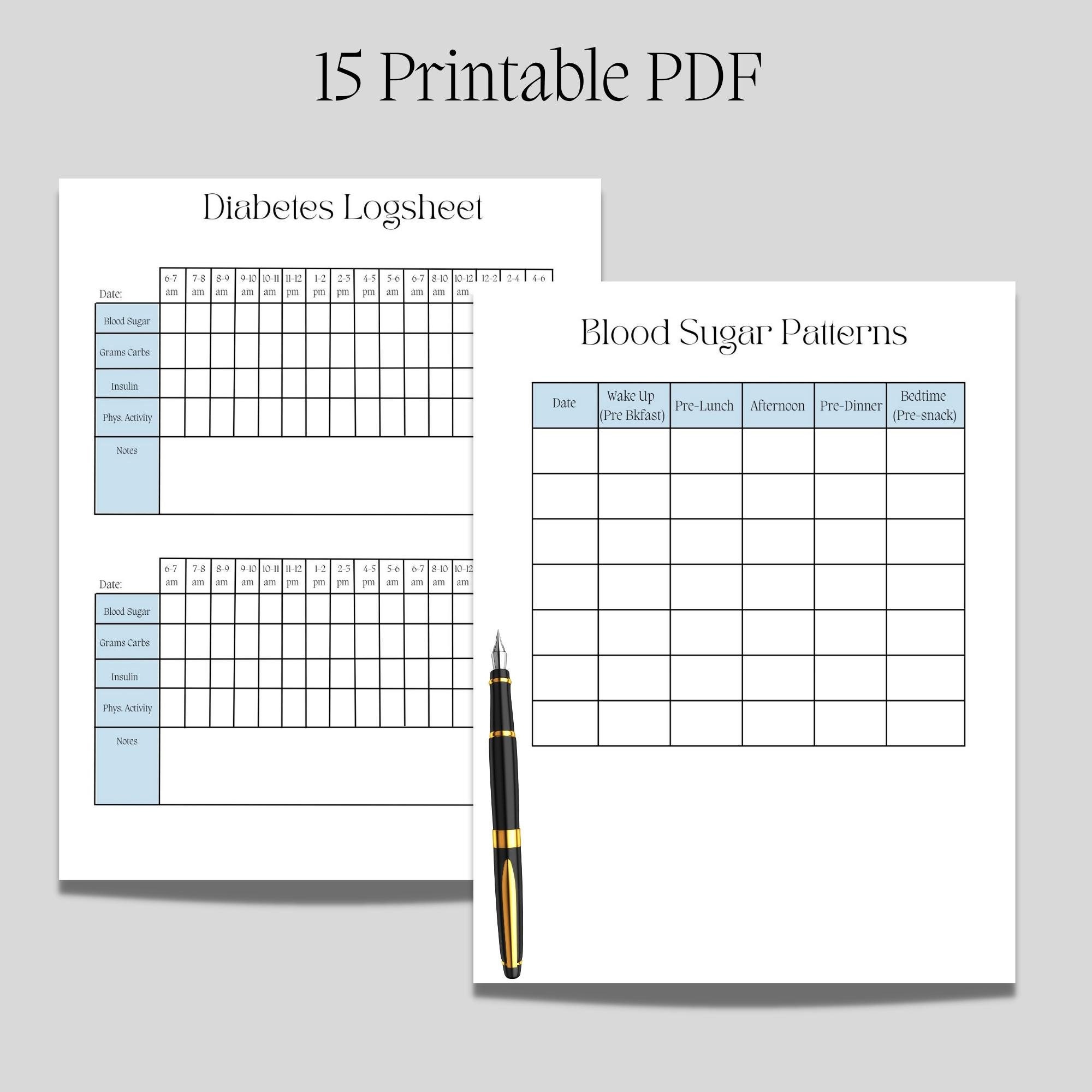 Blood Sugar Tracker, Weekly Diabetes Tracker, Carbohydrate Guide ...