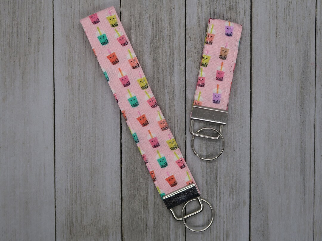 Boba Tea Key Fob, Boba Keychain, Handmade Key Fob, Wristlet Keychain ...