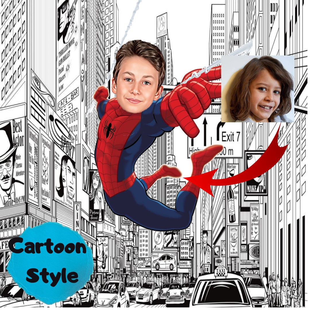 Personalized Spiderman Portrait,custom Spiderman Portrait Caricature ...