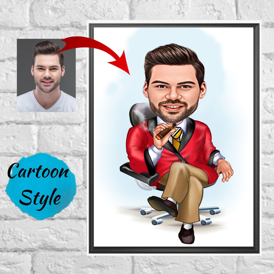 Male Boss Gift, Boss Caricature From Photo, Funny Boss Gift for Men ...