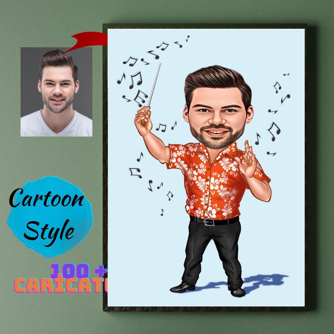 Singer Caricature Portrait Drawing From Photo, Singer Gift for Men ...