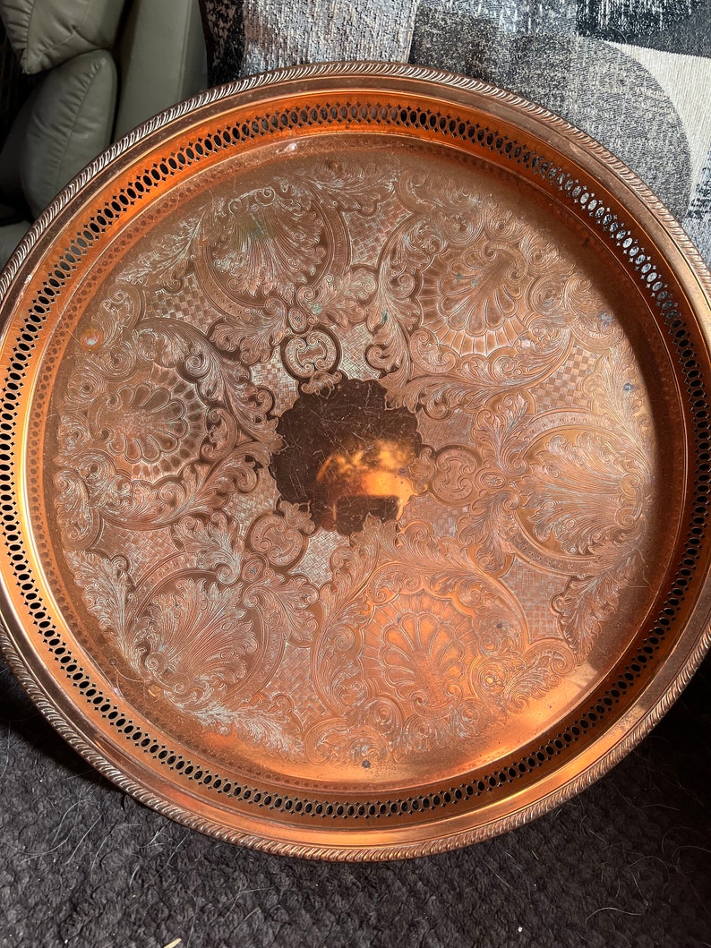 Large Vintage Copper Tray - Etsy