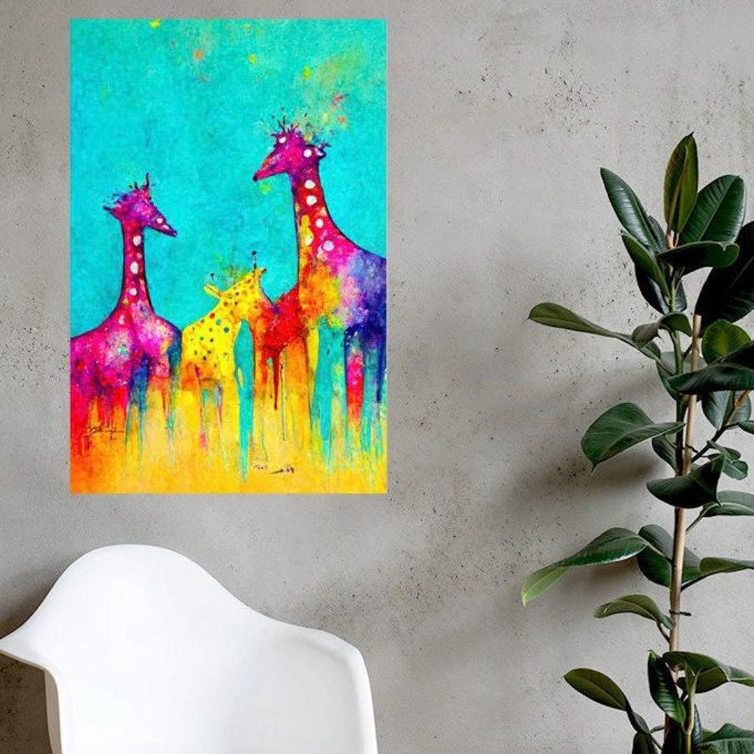 Psychedelic Art, Poster, 36x24, 18x12, 16x12, Giraffes - Etsy
