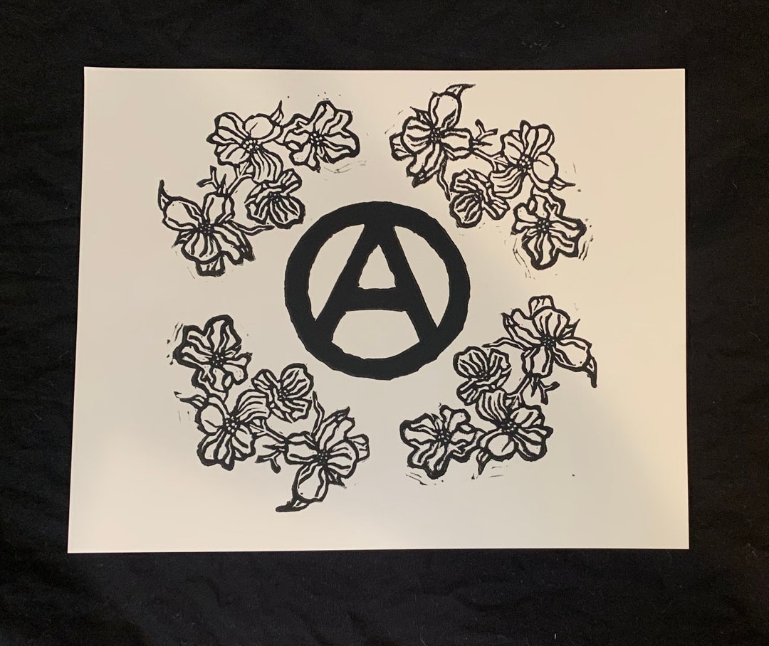 PRINT! Anarchy Print! Dogwood and Anarchy A! Flower Print ! Linocut ...