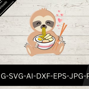 Ramen Sloth Png, Sloth Png, Sloth Eating Ramen Svg, Ramen Anime Png ...