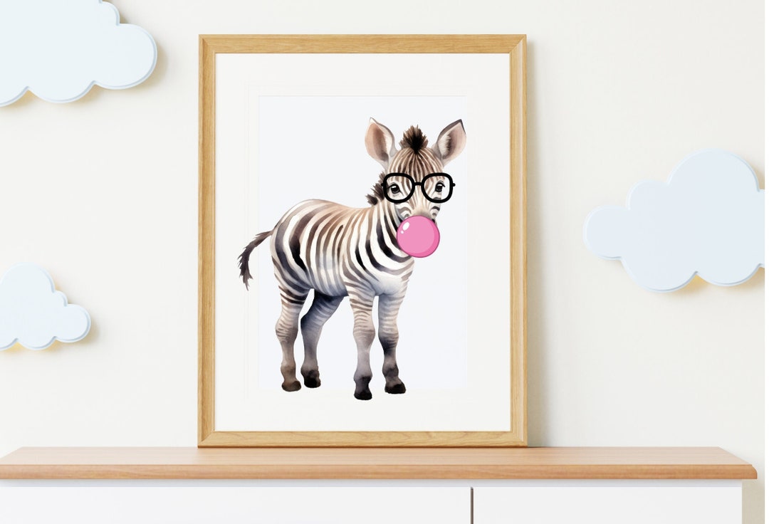 Zebra Bubble Svg, Zebra Blowing Gum and Wearing Glasses Svg, Png, Dxf ...