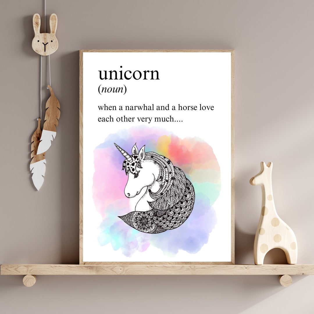 Unicorn Digital Wall Art, Unicorn Narwhal Funny Definition, Animal ...