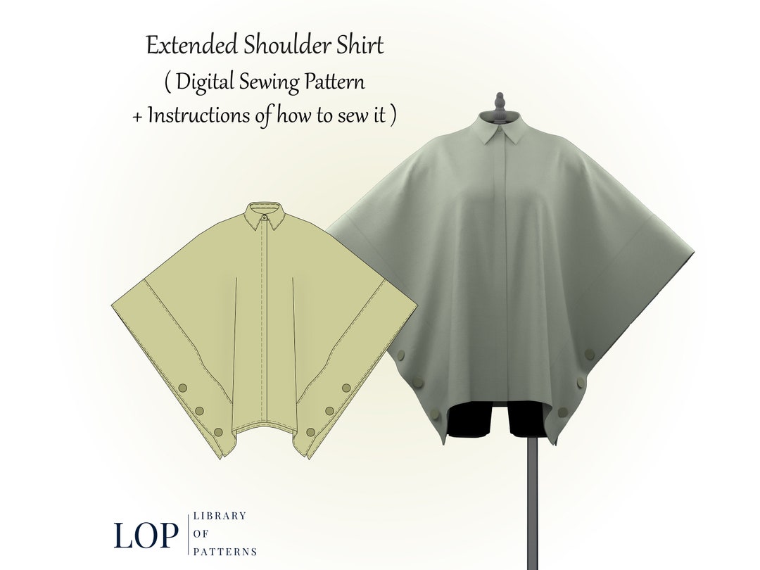 Extended Shoulder Shirt Sewing Pattern With Hidden Placket - Etsy