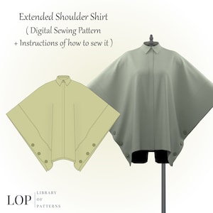 Extended Shoulder Shirt Sewing Pattern With Hidden Placket - Etsy