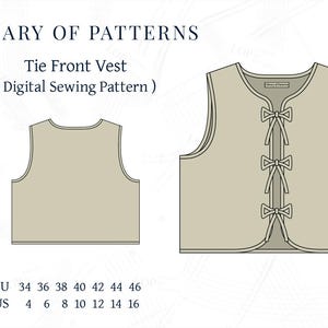 Tie Front Vest Pattern, Written Instructions to Sew It, Digital Sewing ...