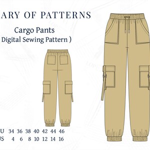 Cargo Pants Sewing Pattern, Women Cargo Pants, Written and Video ...