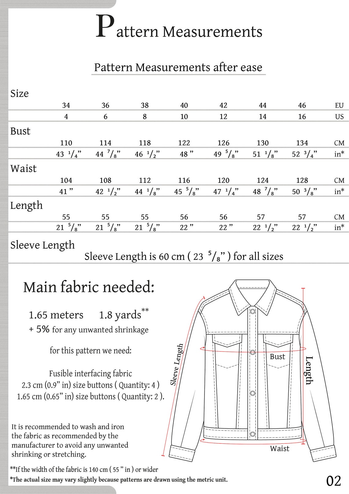 Cropped Jacket Sewing Pattern, With Written Instructions to Sew It. - Etsy