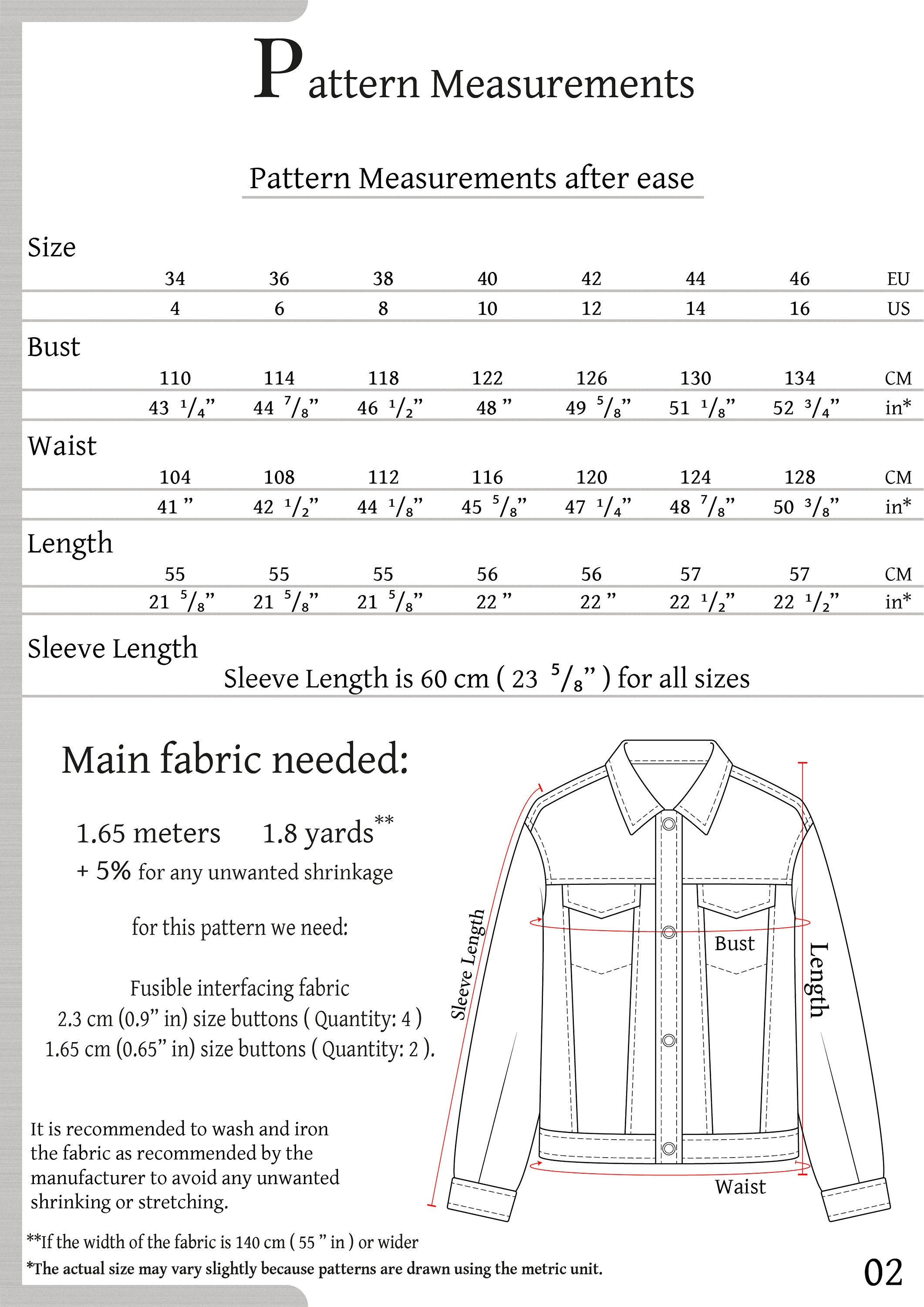 Cropped Jacket Sewing Pattern, With Written Instructions to Sew It ...