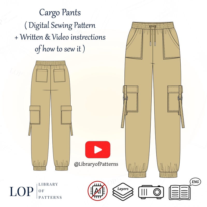 Cargo Pants Pattern - Etsy