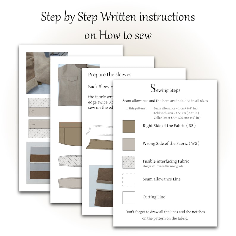 Cropped Jacket Sewing Pattern, With Written Instructions to Sew It. - Etsy