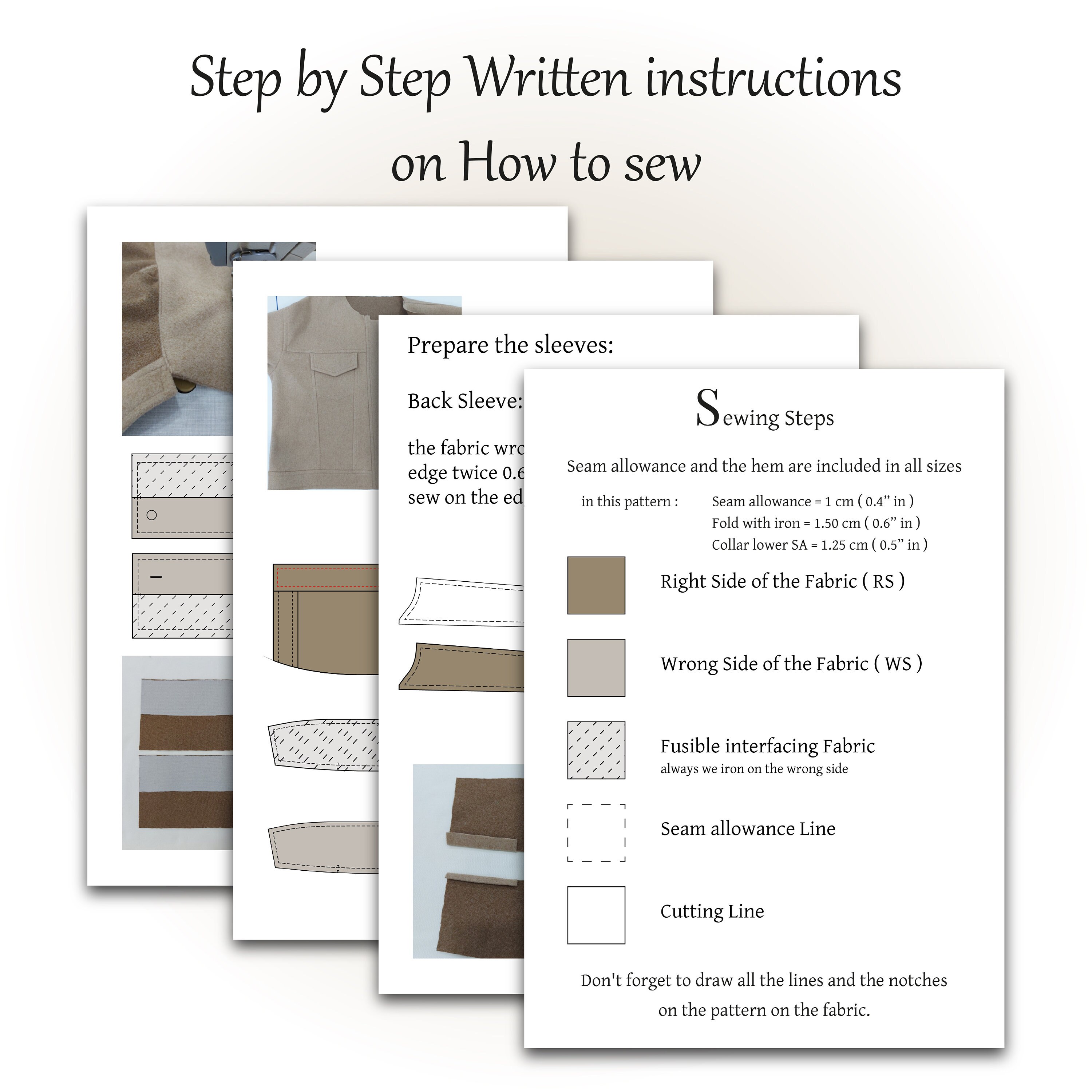 Cropped Jacket Sewing Pattern, With Written Instructions to Sew It. - Etsy