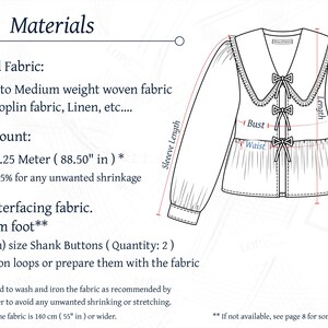 Peplum Tie Blouse Pattern, Puritan Collar Blouse, Written Instructions ...