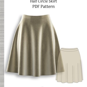 Half Circle Skirt Sewing Pattern With Lining Instructions to - Etsy