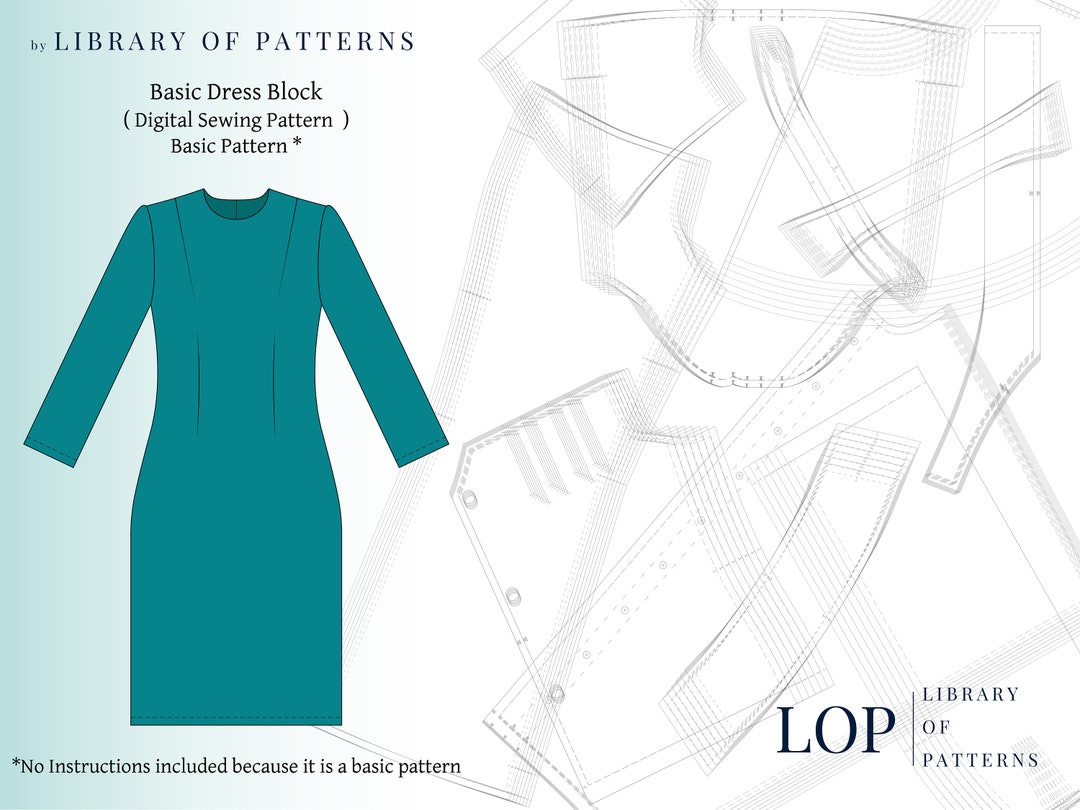 Basic Dress Block Digital Sewing Pattern No Instructions - Etsy